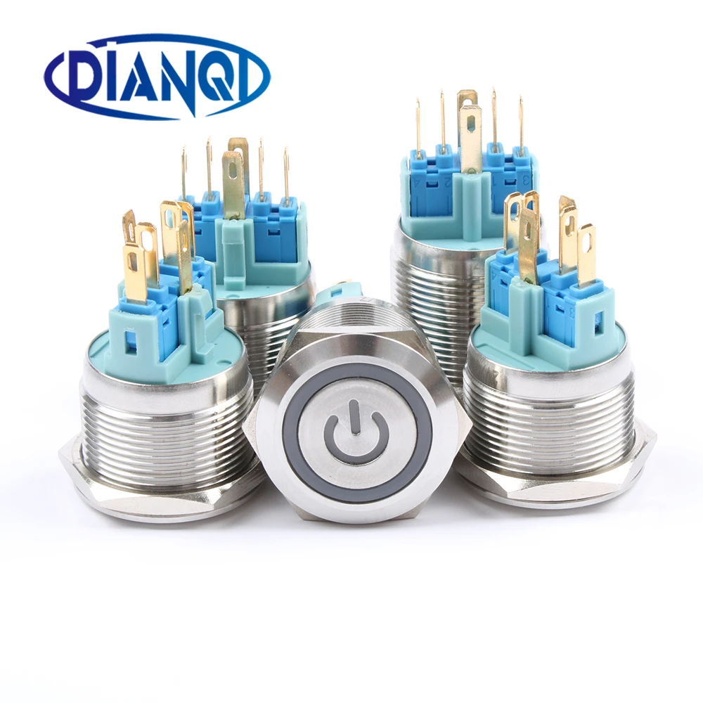 22mm Power Mark With Illumination Light Push Button Switch Waterproof ...