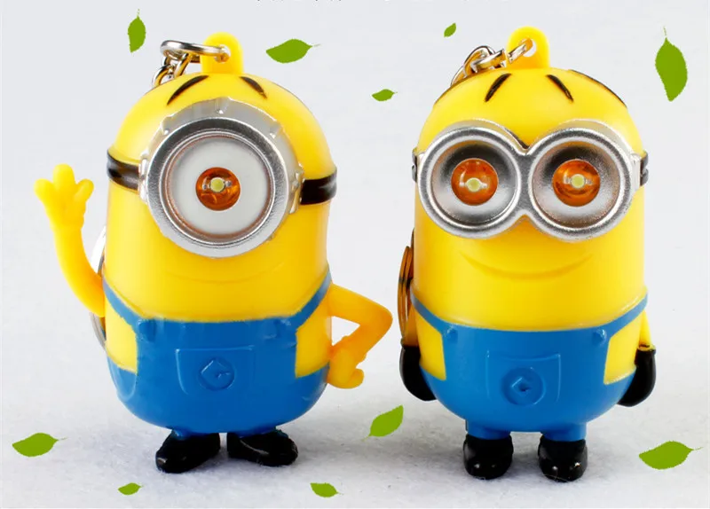 50PCS/LOT Mini LED Flashlight Keychain Despicable Me Minions Key Chain ...
