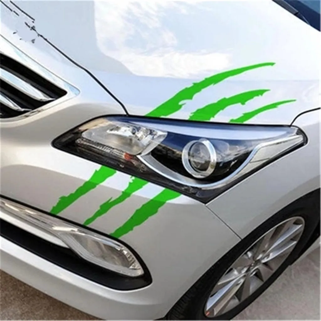 Funny Car Sticker Striped Claw Headlight Auto Decoration Vinyl Sticker ...