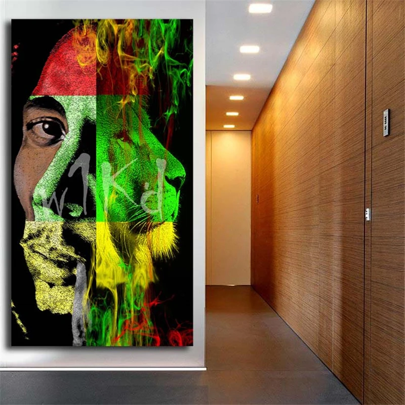 Papel de parede reggae bob marley rasta lion, quadros artísticos para ...
