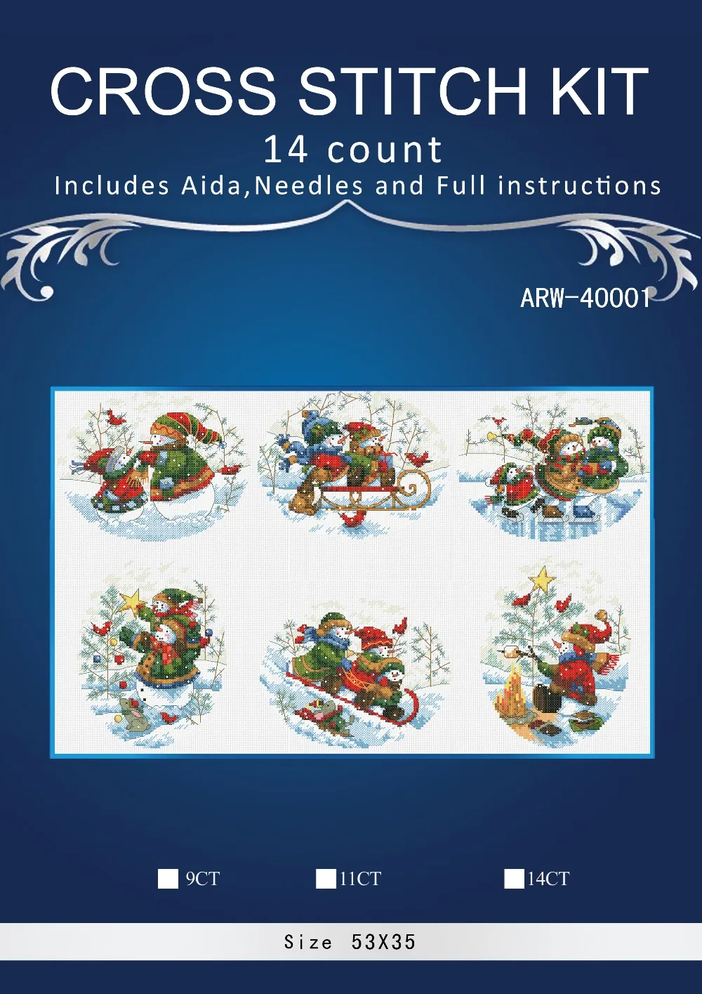 Kit de punto de cruz para muñeco de nieve, adornos para árbol de Navidad, trineo Dim 0882 ...