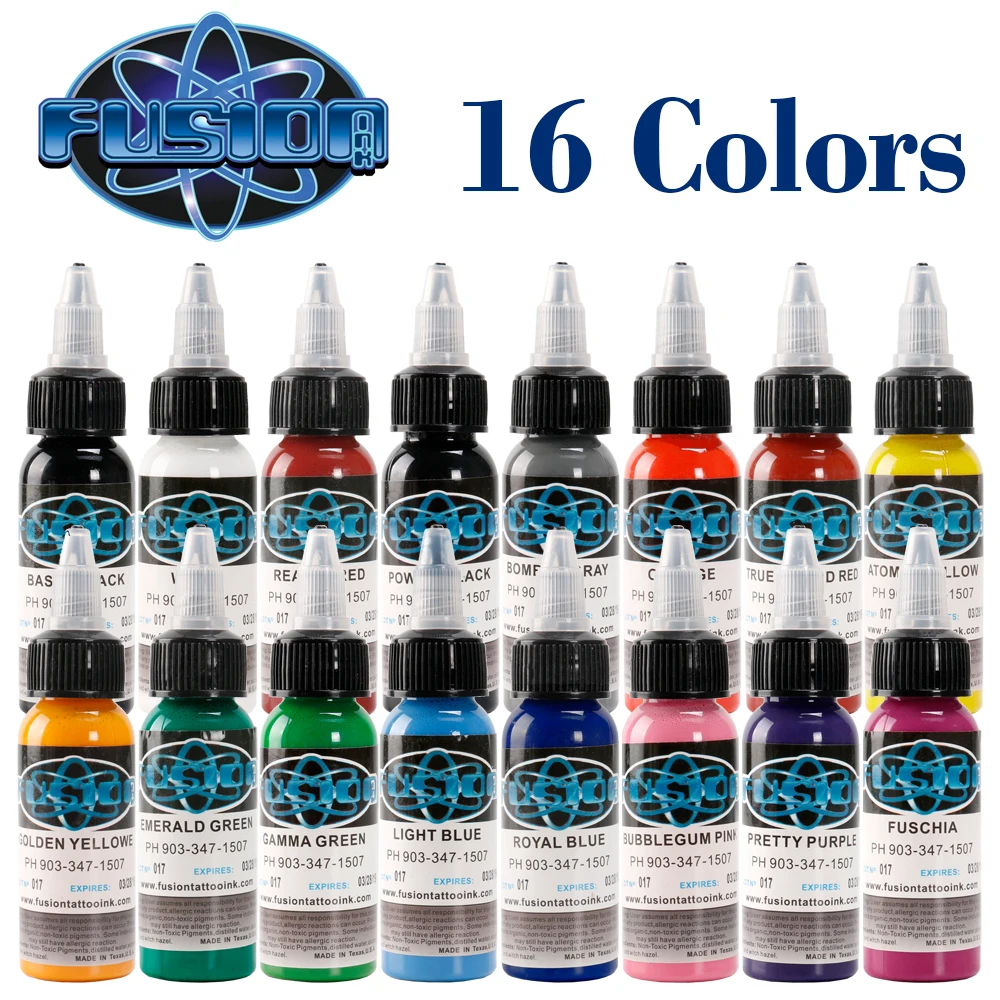 2018 New Tattoo Ink Fusion Colors 16 Color Set 30ml Bottle Tattoo