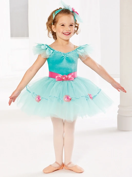 Blue green Ballet Tutu Dress Girls Gymnastics Leotard Dancewear Ballet ...