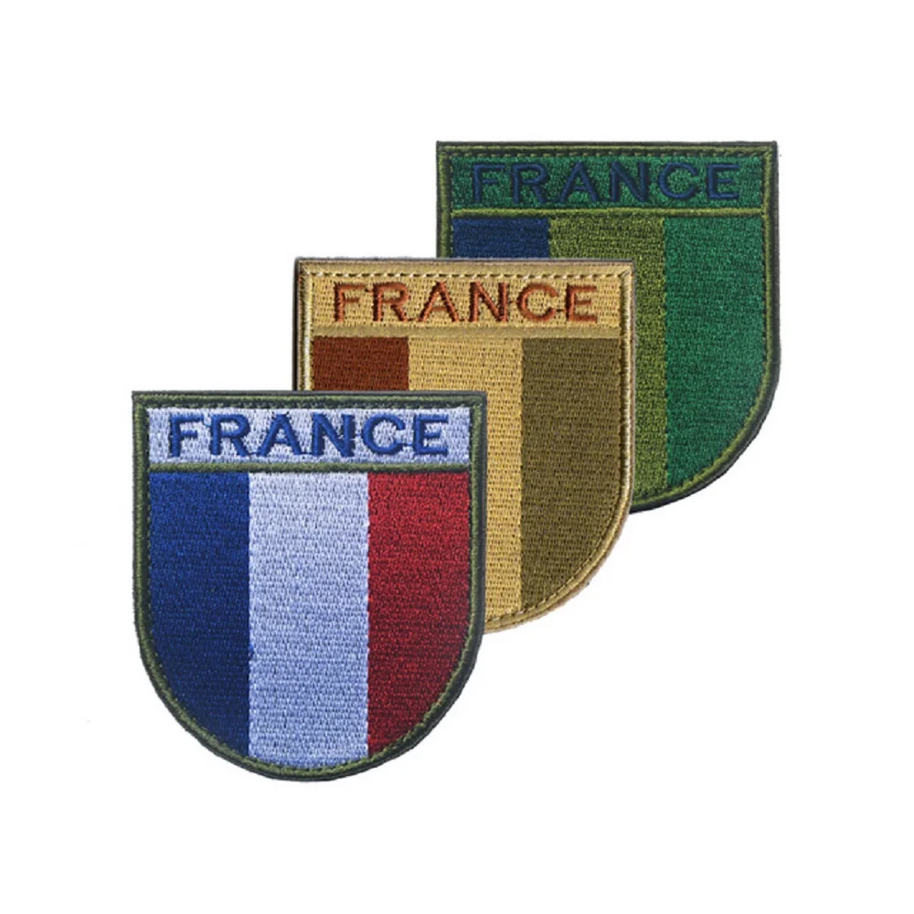 3d Embroidery Patches Loop And Hook Peltate Flag Of France Flag Patch ...