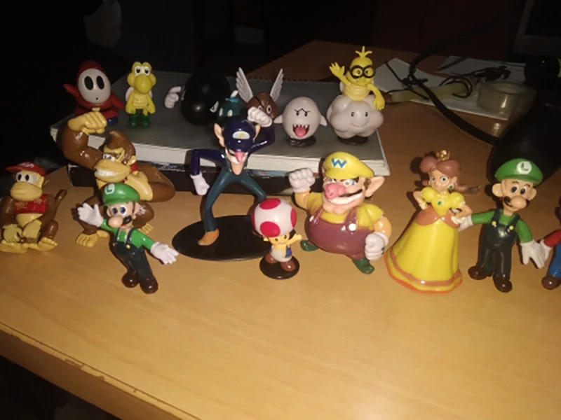 22pcs/set Super Mario Luigi Bros Family Mini Wario Waluigi Toad Bowser ...