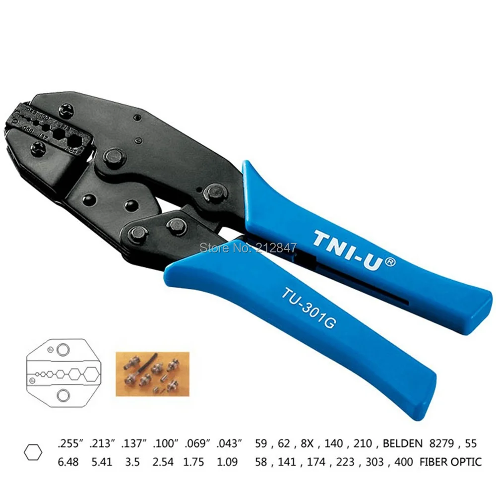 9" Long Hex Crimping Tool Rg 59 62 140 210 Cable Crimper Blue Black ...