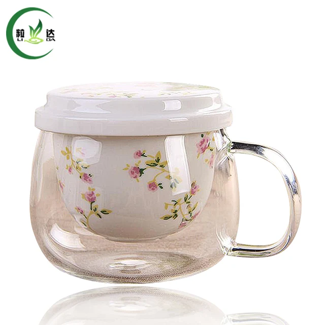 Flower Pattern Porcelain Infuser Glass Cup Ceramic Green Tea Cup Puer Tea Teapot Oolong Tea