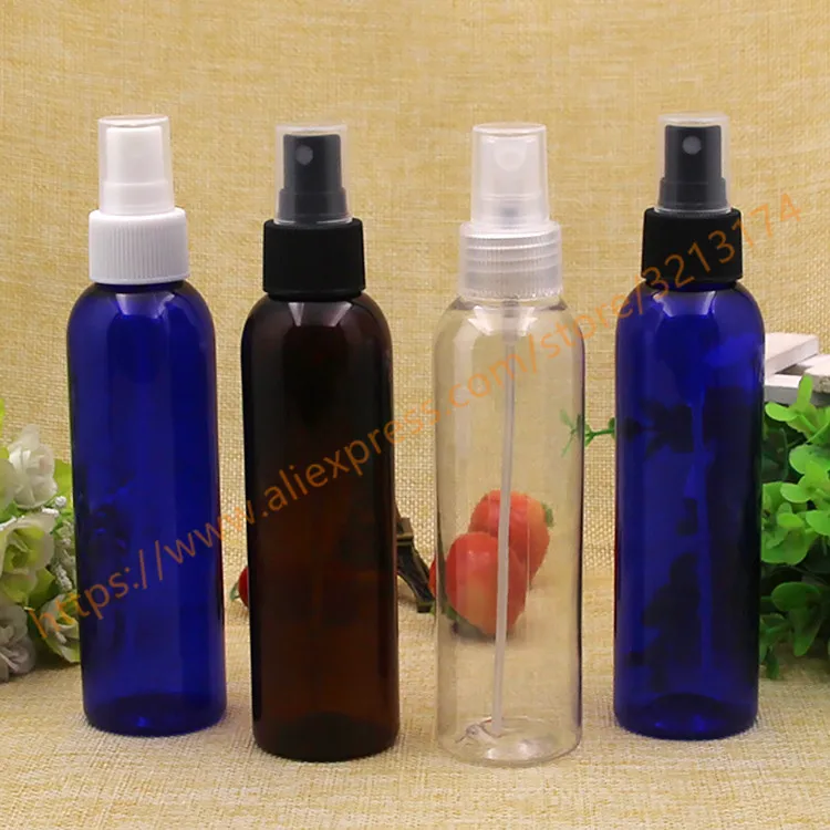 Botella PET transparente/azul/marrón de 150ml con pulverizador de ...