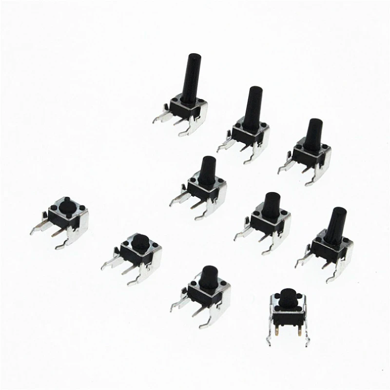 50PCS 6x6mm Tact Switch Push Button Switch 6*6*4.3/5/6/7/8/9/10/12mm Horizontal holder 4 Pin DIP ...