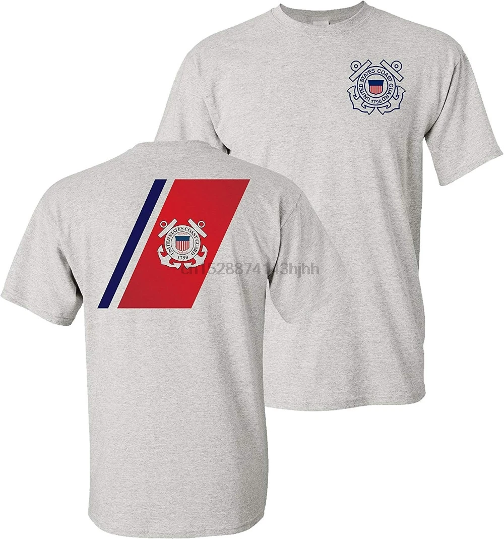 2018 New Brand USCG US Coast Guard Racing Stripe Front Back Ash Grey T ...