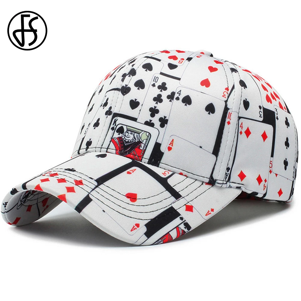 Fs 2022 Vintage White Poker Print Baseball Caps For Men Women ...