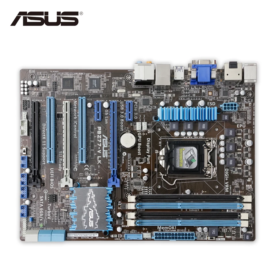 Original Used Asus P8Z77 V LK Desktop Motherboard Z77 Socket LGA 1155 i3 i5 i7 DDR3 32G SATA3 ...