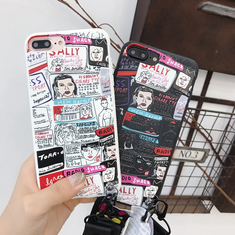 ORYKSZ For iPhone 6 6S Case Cute Cartoon Letter Girl Patterned Silicone ...