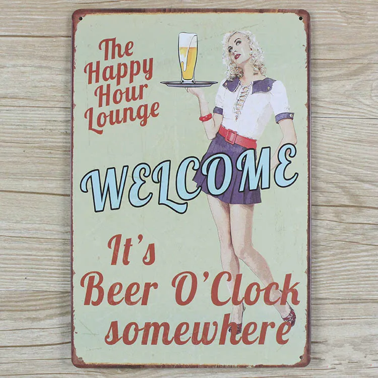 Beer Sexy Lady Vintage Retro Decor Tin Craft Metal Vintage Signs Wall Sticker Bar Home Wall