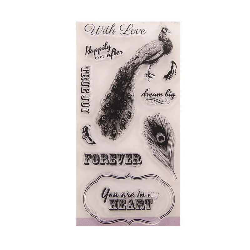 2018 New Peacock Feather Forever Transparent Clear Silicone Stamp DIY ...