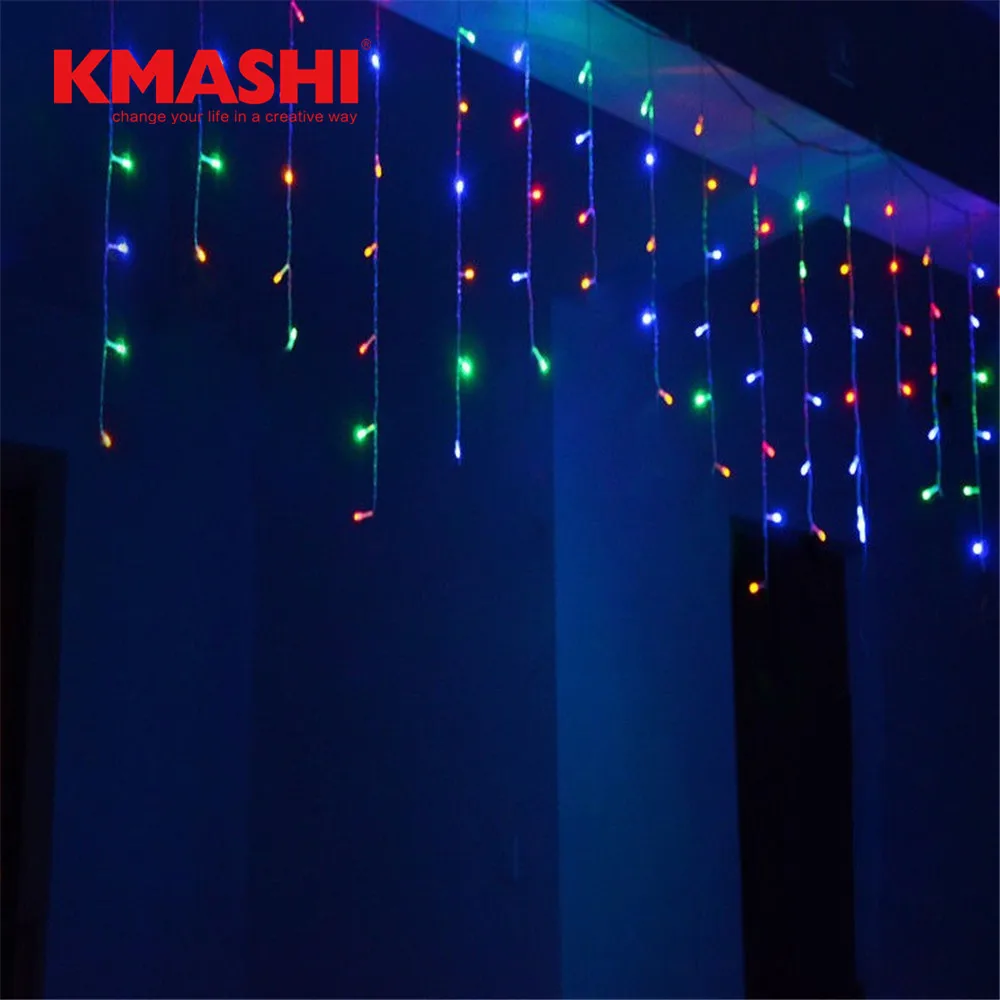 Kmashi Curtain Icicle String Lights Connectable 110V 220V New Year ...