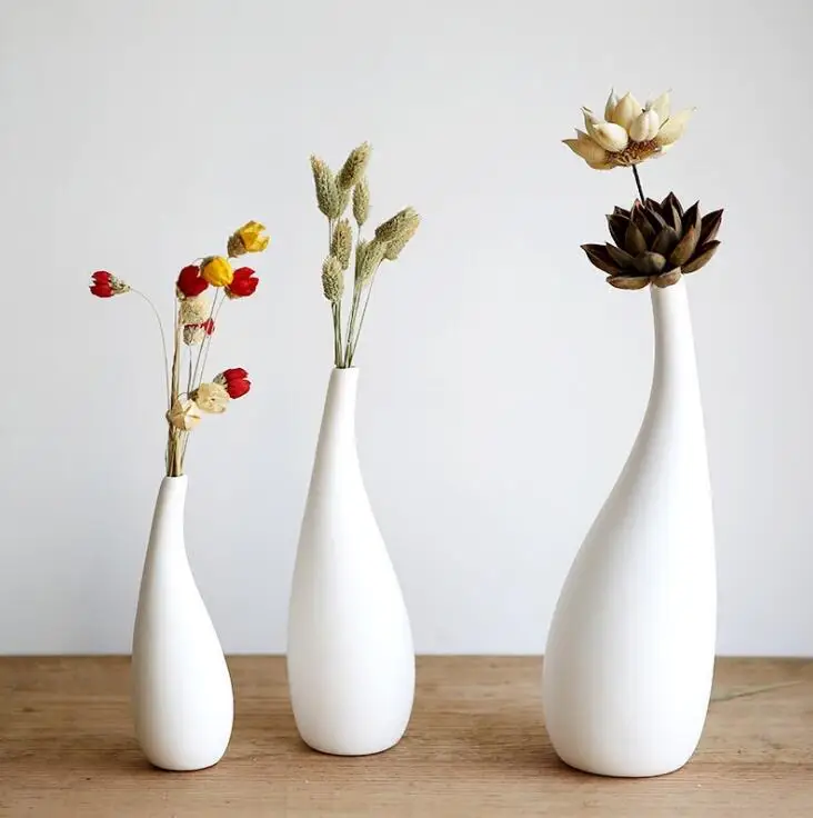 Nordic Simple Water Drop Vase Pure White Vegetarian Ceramic Vase ...