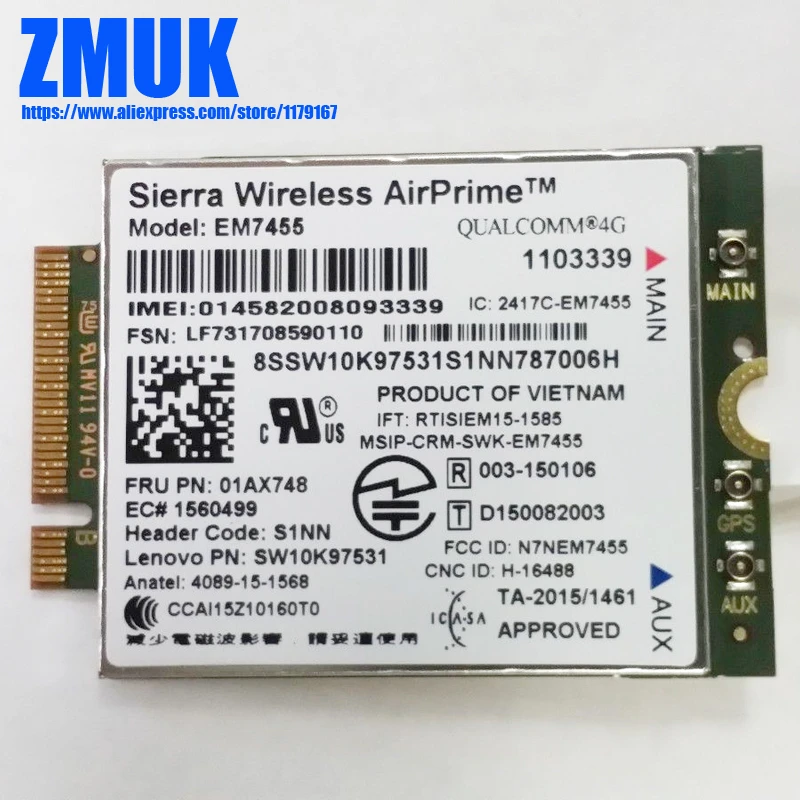 EM7455 RV2 4G WWAN Card For Lenovo Thinkpad L470 L560 L570 P40 P50 P51 ...