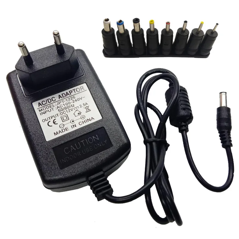 Universal EU AU UK US plug 12V 2.5A Power Adapter AC to DC 100 240V ...