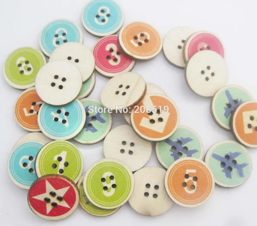 WBNNVL Randomly mixed 20mm round buttons for children 100pcs 4 holes ...