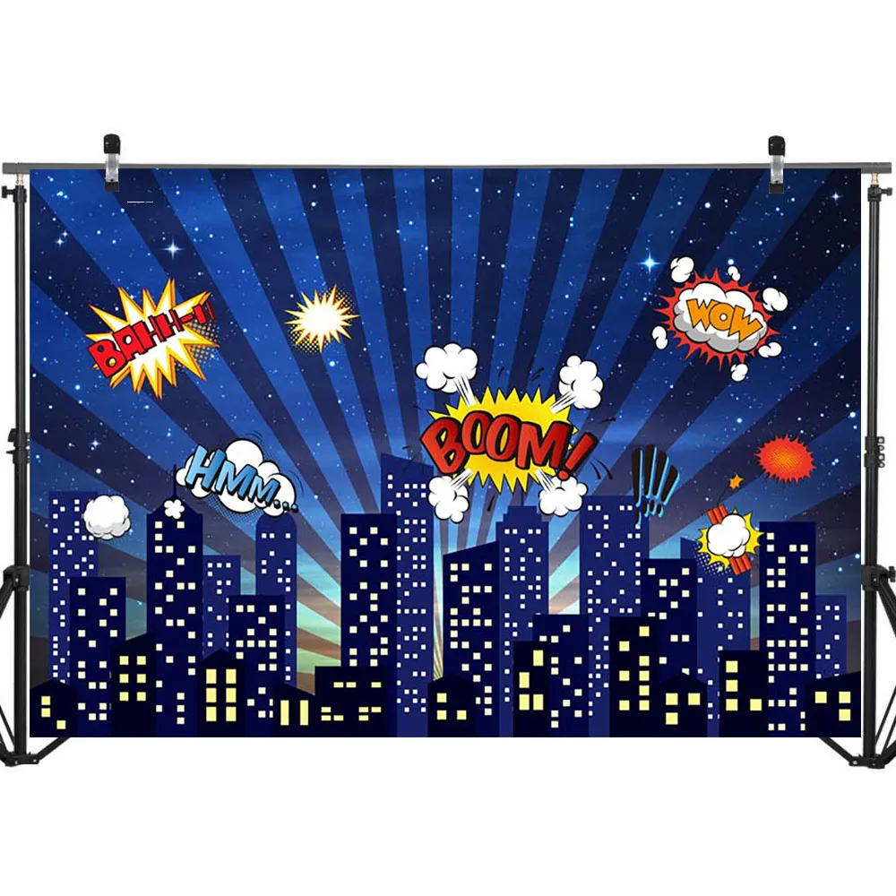Superhero-Birthday-Backdrop-Baby-Comics-Poster-Child-Portrait ...