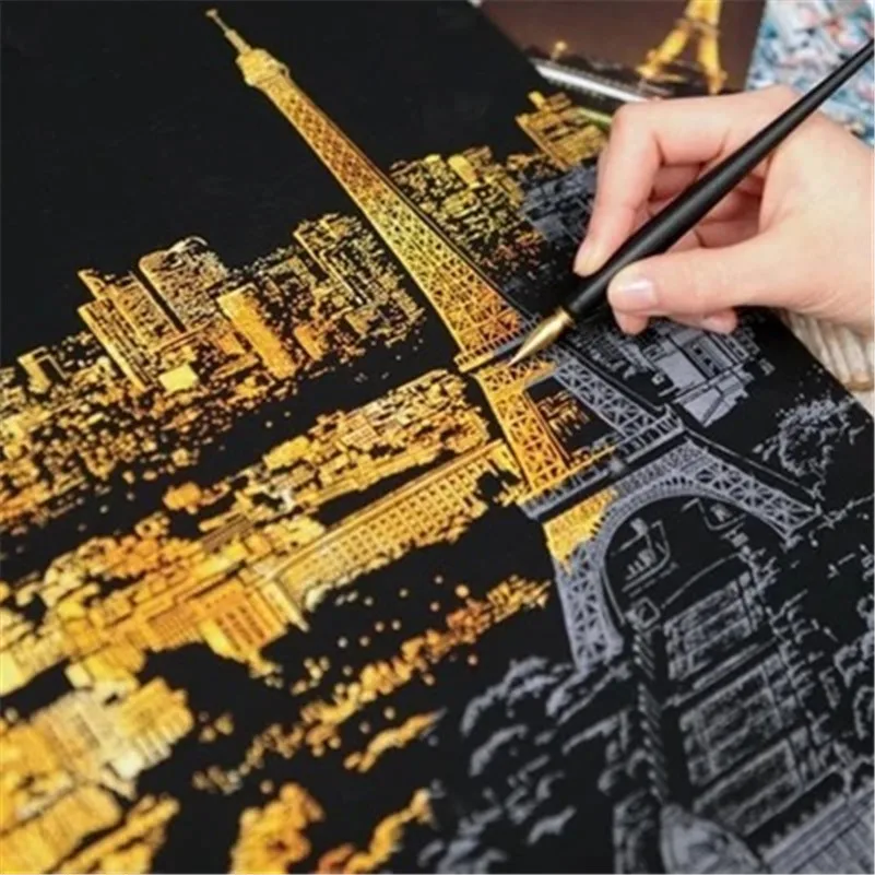 4Pcs/Lot Famous Cities Scratch Painting Papers Scratch Art Paper ...