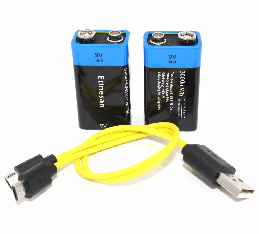 HW Li-ion 9V Batteries HW 9V Rechargeable Batteries 4-Pack With Charger ...
