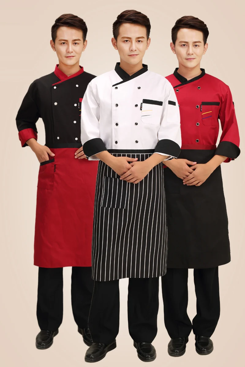 new Hotel Chef Uniform Double Breasted Suit Long Sleeved Chef Jacket ...
