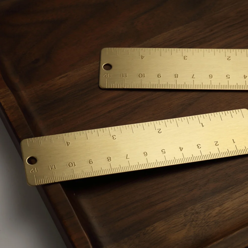 Creative Vintage Copper Double Scale Straight Ruler Painting Template ...