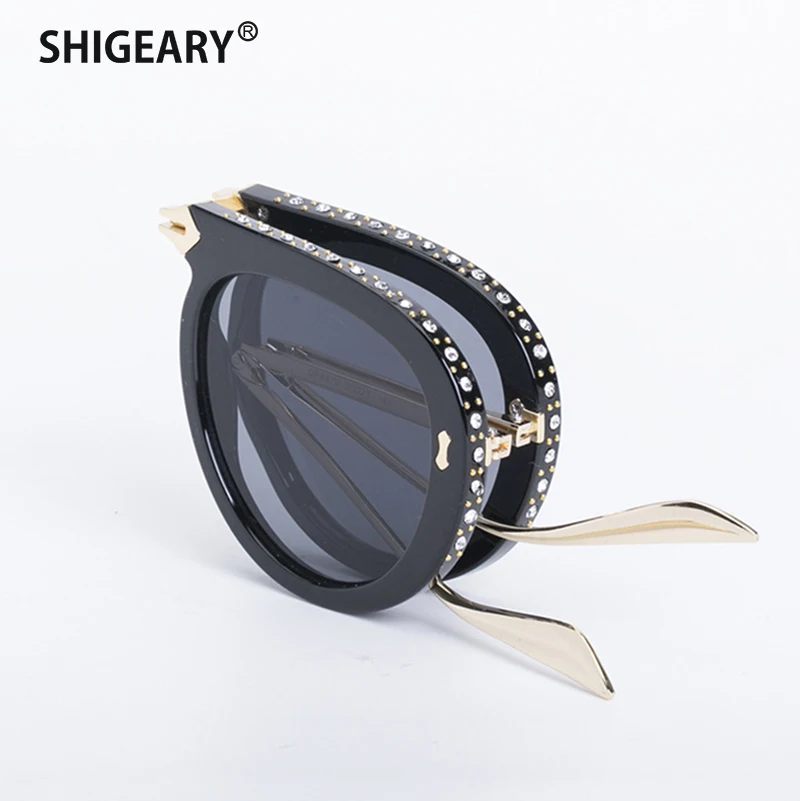 Luxury Rhinstone Folded Sunglasses Women Men Newest Folding Sun Glasses ...