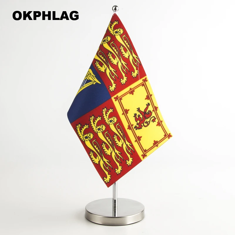 British Royal Family Islands Table Desk Flag With Silver Flagpole Base ...