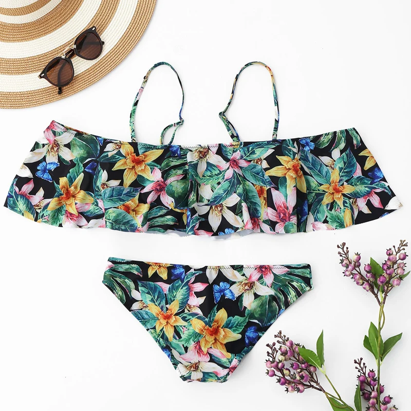 Detachable Shoulder Straps Bikinis Set Women Padded Low Waist Bikinis