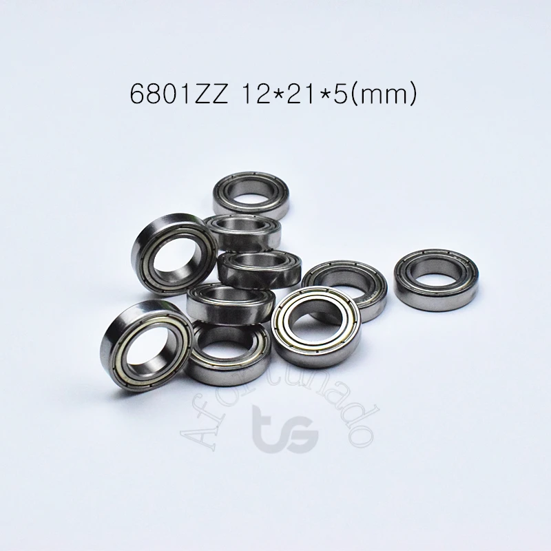 Bearing 10pcs 6801ZZ 12*21*5(mm) free shipping chrome steel Metal ...