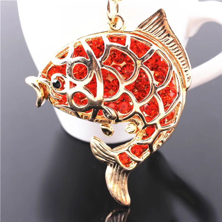 YueBanG Gold Metal Cute Fish Key Chain For Women Bag Accessories Full ...