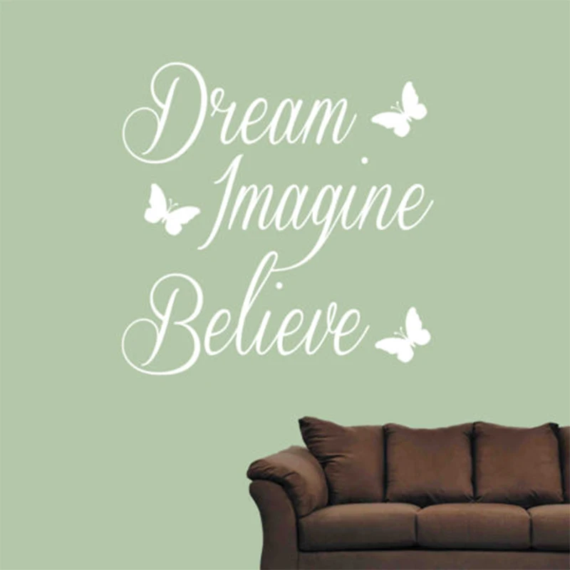 Inspiring Wall Decals Quote Dream Imagine Believe Words Wall Sticker ...