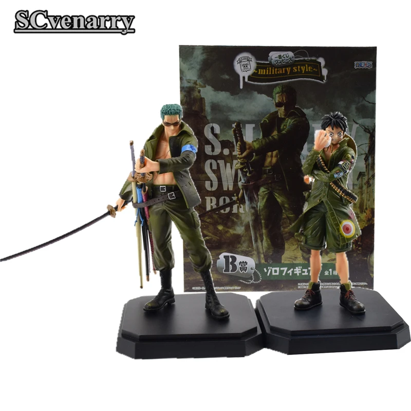 22cm One Piece Roronoa Zoro Monkey D Luffy Military Uniform Action ...