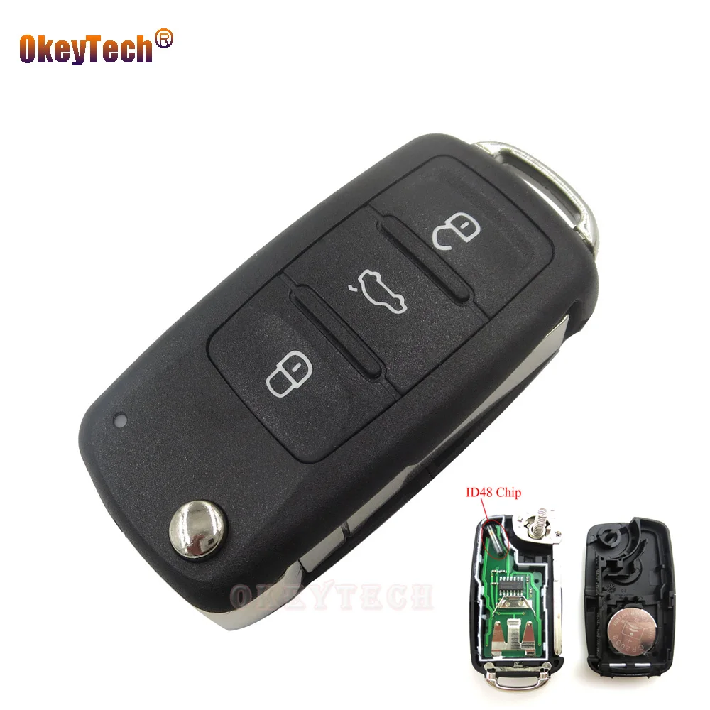 OkeyTech 3 Buttons Remote Flip Car Key for VW Volkswagen Golf Passat ...