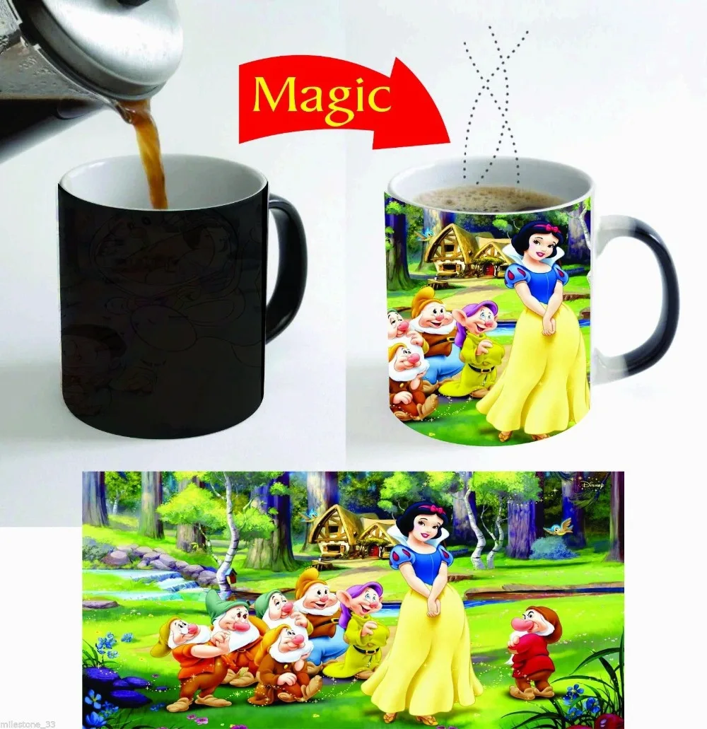 princess snow white mugs coffee mug Heat Sensitive transforming cup ...