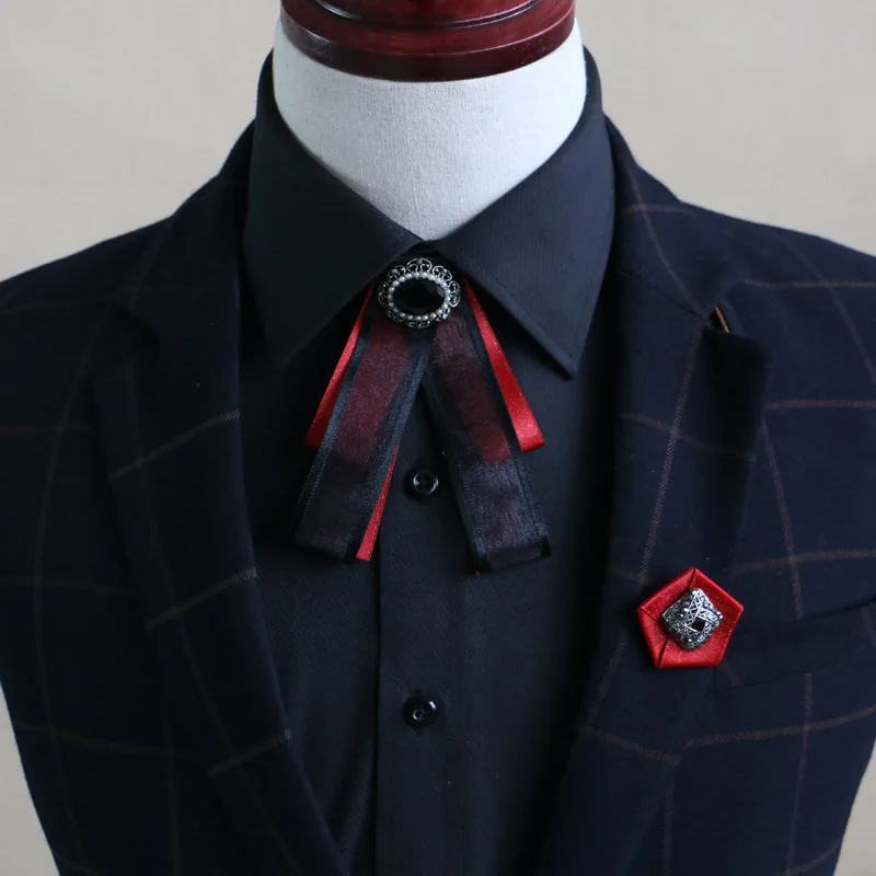 Mantieqingway British Ribbon Collar Bowties for Mens Women Shirt Collar ...