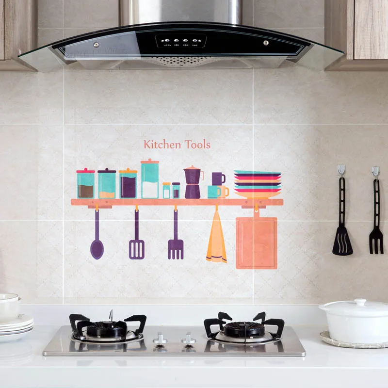 90*60CM Multi-style Transparent Wall Sticker Kitchen Oil-proof ...