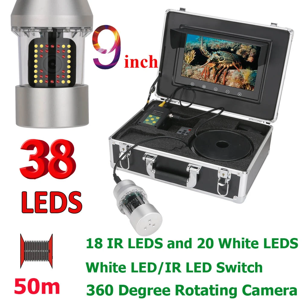 Gamwater 9 Inch Underwater Fishing Video Camera Fish Finder 38 Leds 360 ...