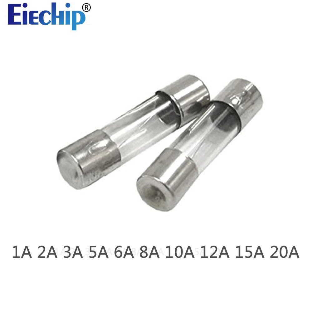 100pcs 5x20mm Fast Quick Blow Glass Tube Fuse Assorted Kit Fast Blow Glass Fuses 1a 2a 3a 5a 6a