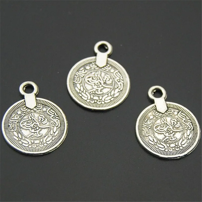 30PCS-Silver-Color-Coin-Shaped-Round-Charms-Carved-Figure-Charms ...