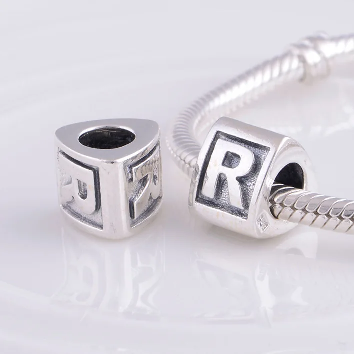 Alphabet Letter R Charm Silver Beads Fit Pandora Bracelet Charms 925 ...