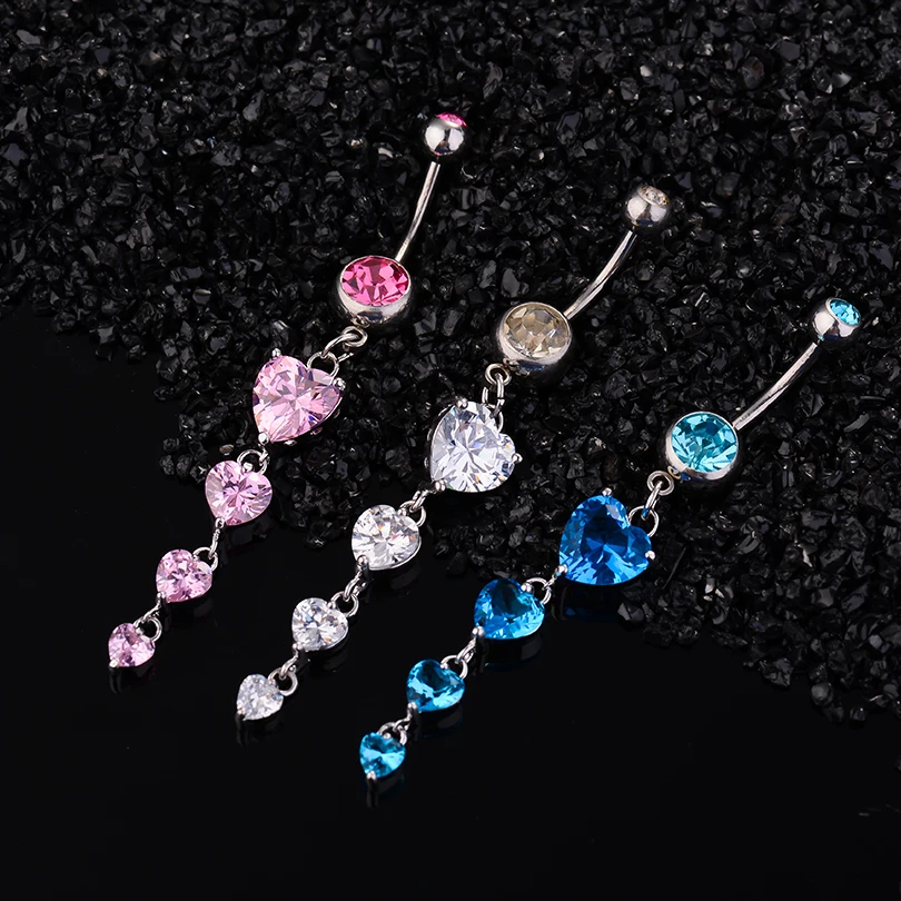Navel Rings For Women Heart Romantic Fashion Body Jewelry Belly Button ...