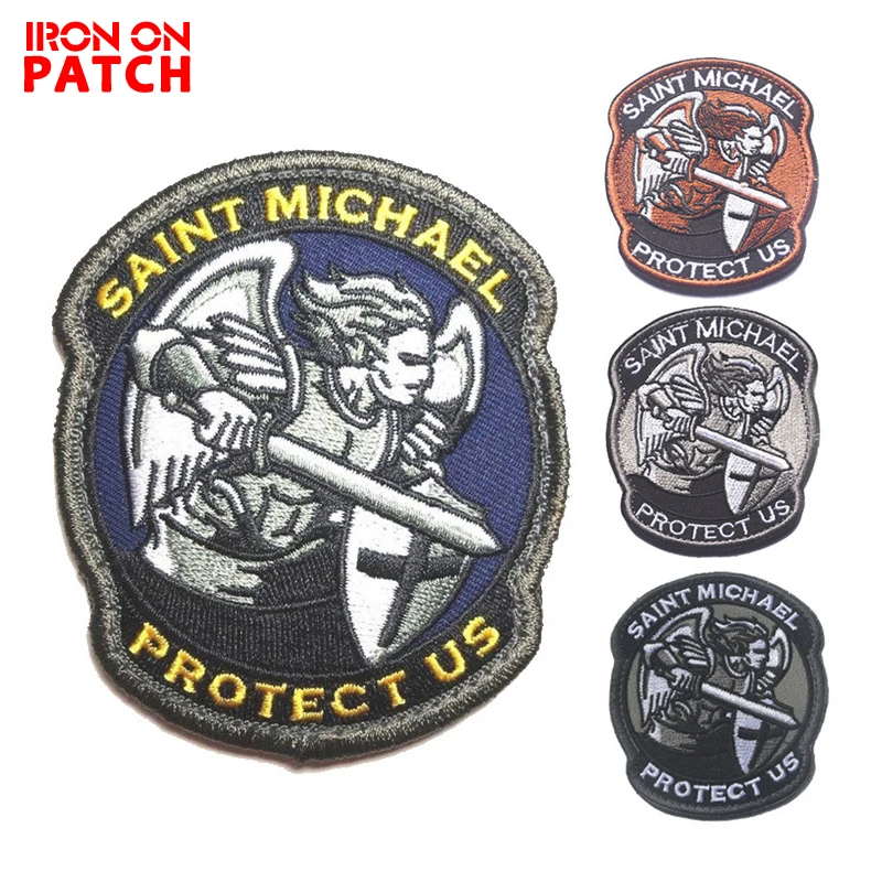 Saint Michael Protect Us Patch Saint Michael Tactical Combat 3D Embroidered Badge for cap ...