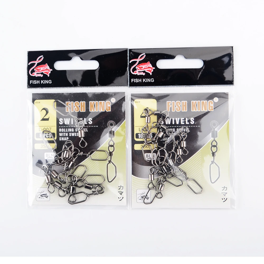 FISH KING 1 Pack 1/0# 2# 4# 6# 8# 10# 12# Rolling Swivel With Swedish ...