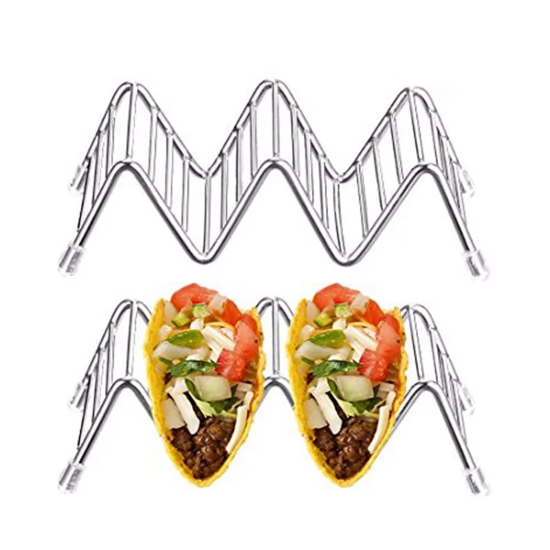 U miss 4 Size Wave Shape Stainless Steel Taco Holder Stand Rack Kitchen ...