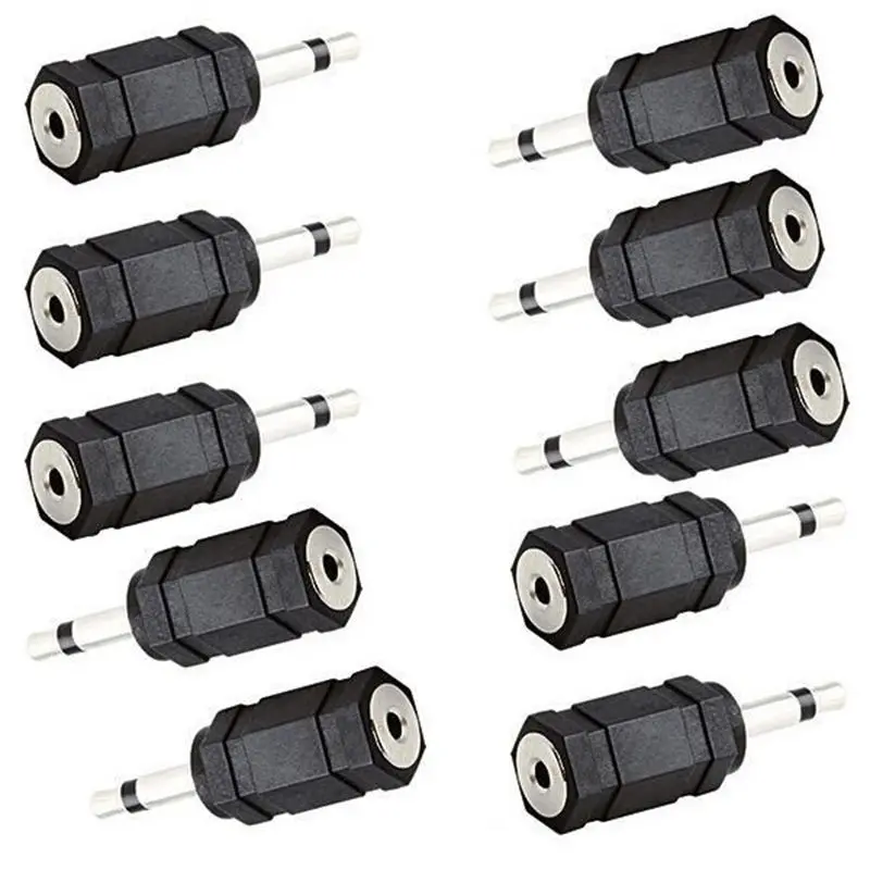 10pcs Nickel plated 3.5mm Mono Plug Male to 2.5mm Mono Jack Female ...