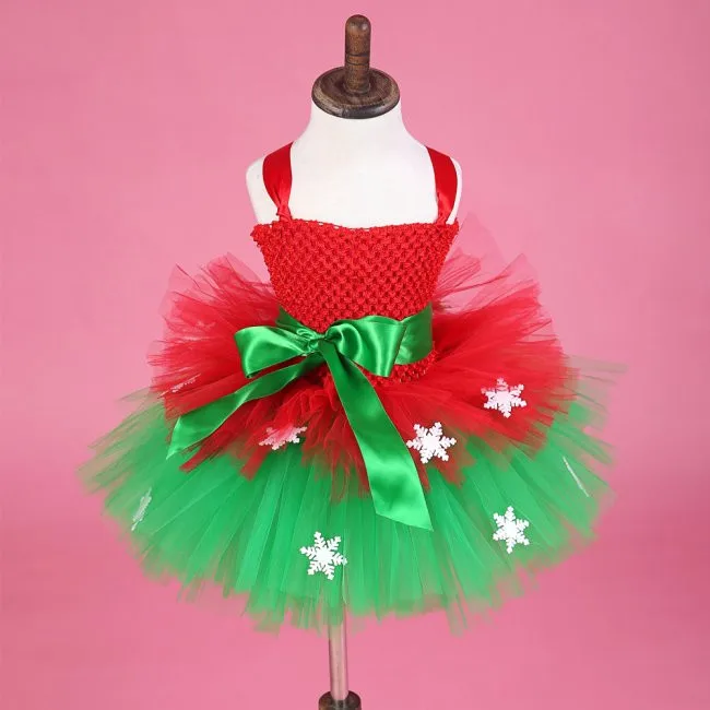 Christmas Girl Tutu Dresses Cake Design Three Layer Tulle Snowflake ...